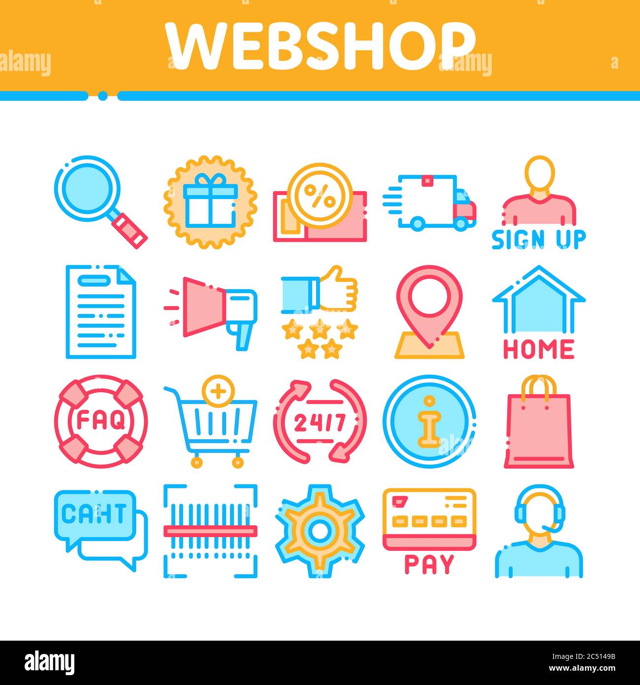 Webshop Internet Store Collection Icons Set Vector Stock Vector Image ...