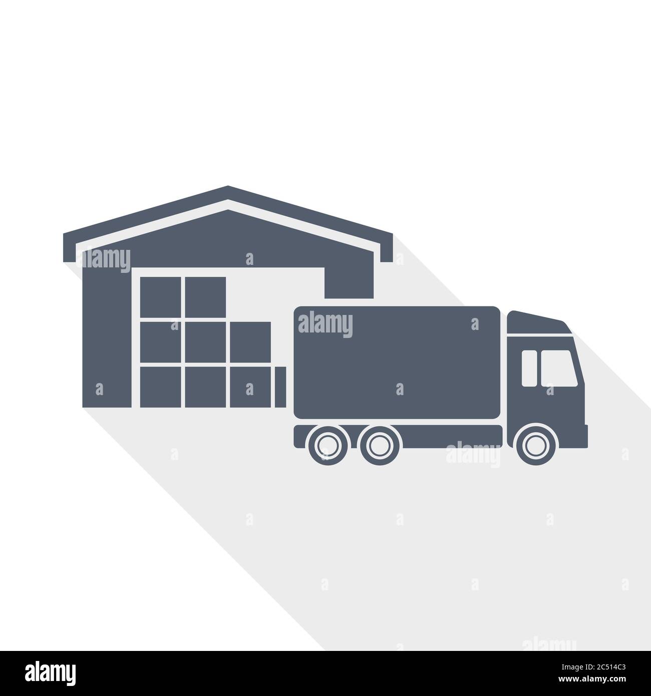 Warehouse and truck, delivery, freight concept flat design vector icon ...