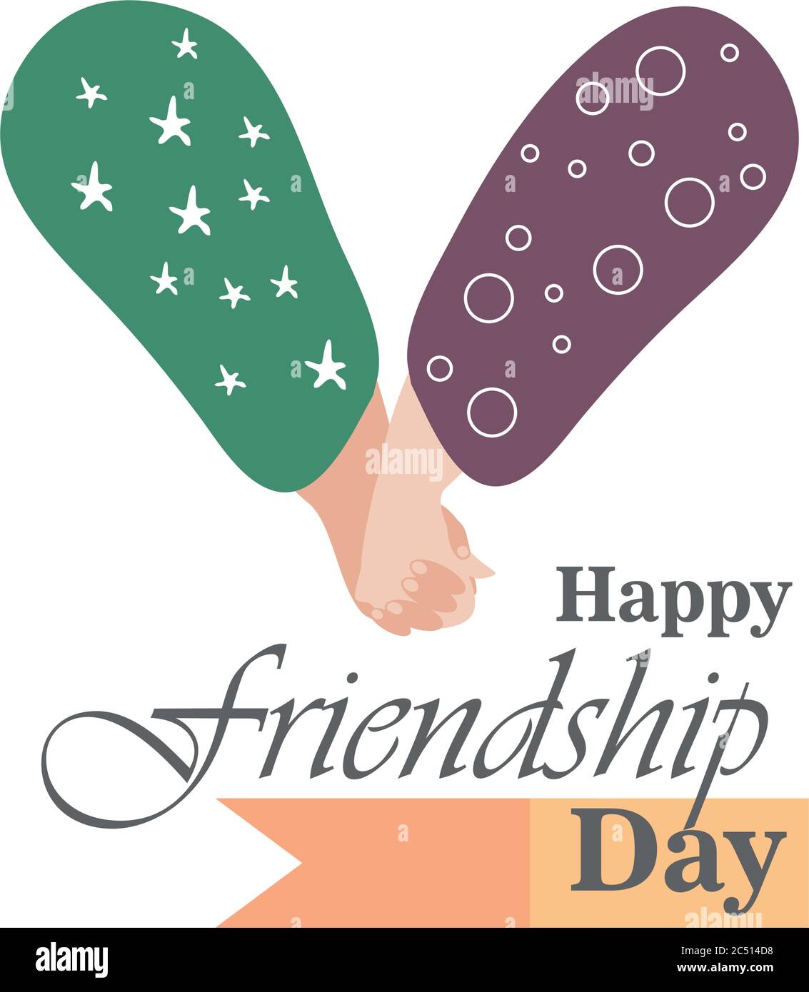 Happy friendship day with handshake detailed style icon design of ...