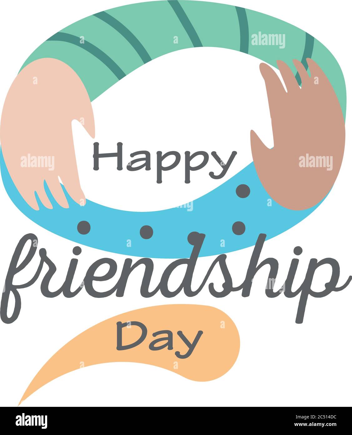 Happy friendship day with arms detailed style icon design of friendship ...