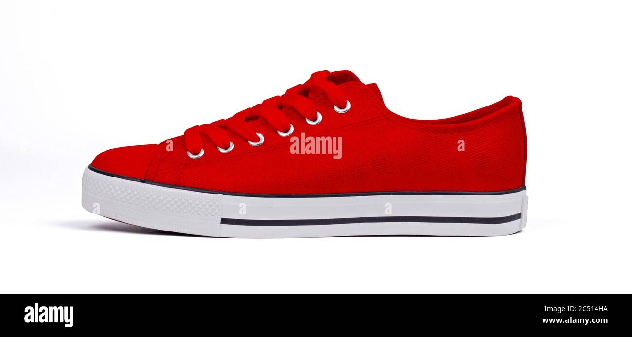 Single shoe isolated on white background - Red Stock Photo - Alamy