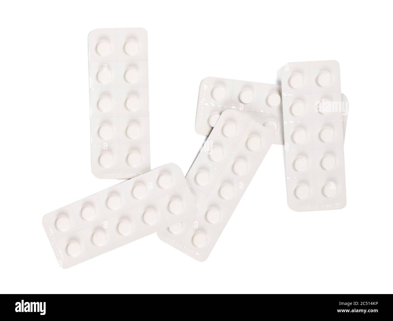 Pill strips isolated on a white background Stock Photo - Alamy