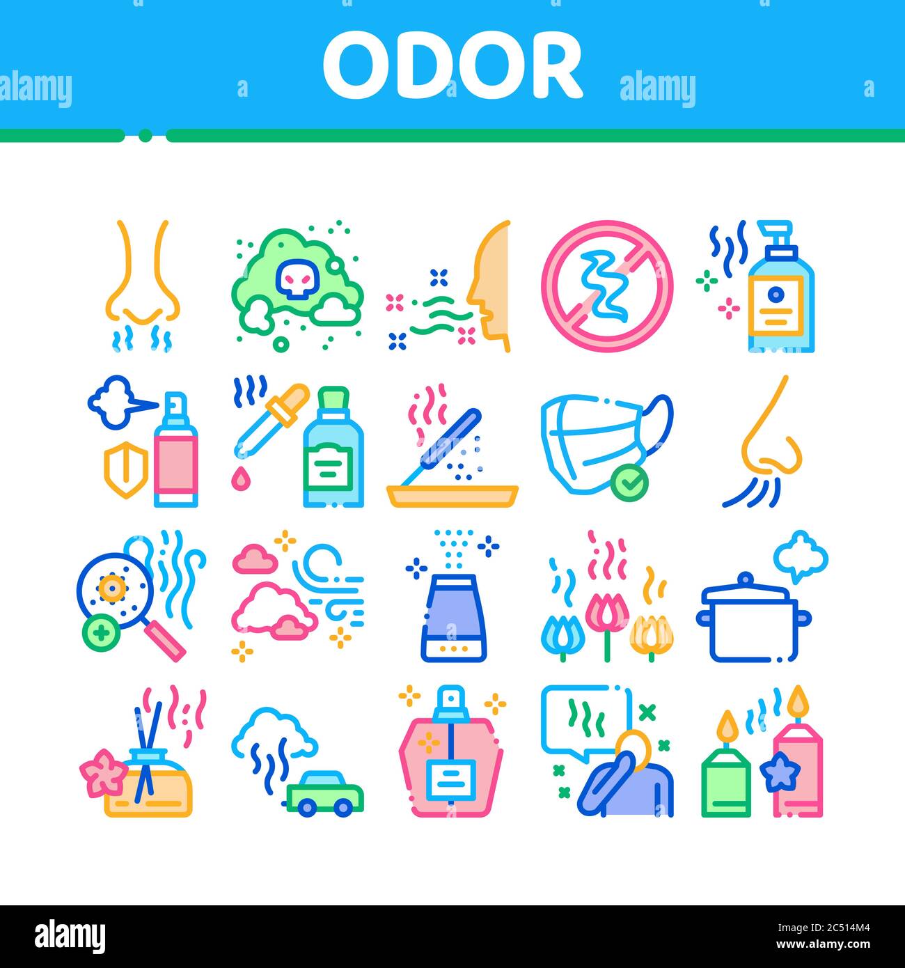 Odor Aroma And Smell Collection Icons Set Vector Stock Vector Image ...