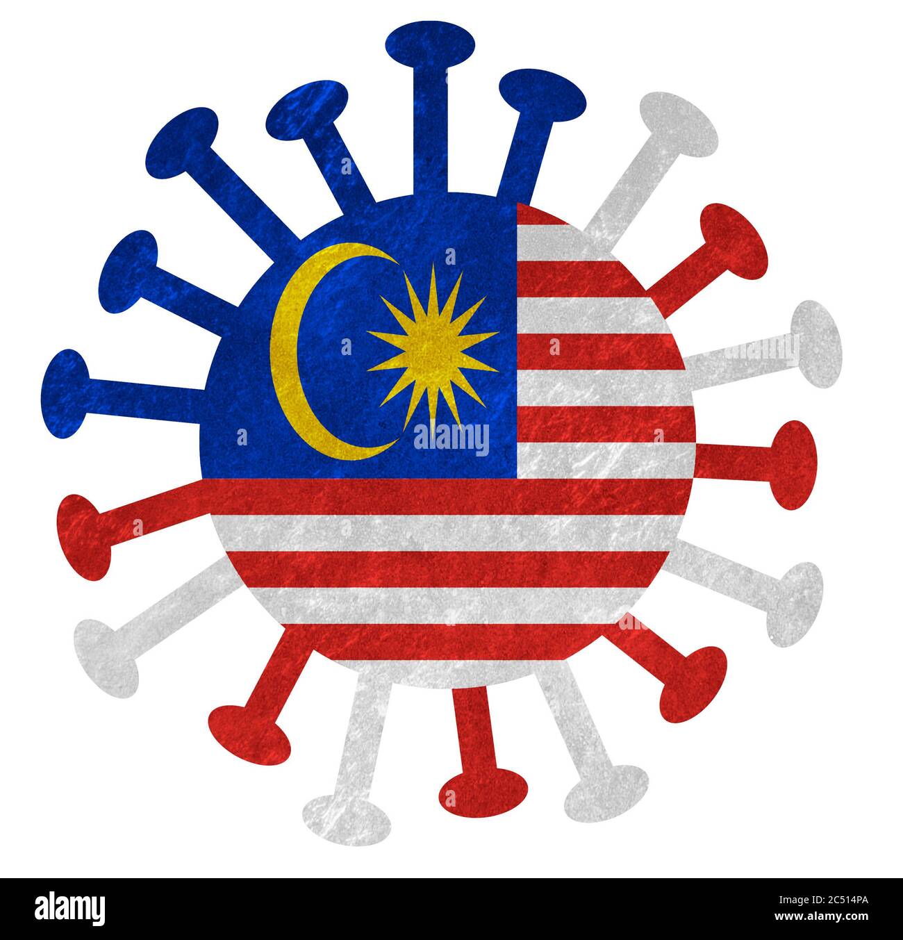 The national of Malaysia flag with corona virus or bacteria - Isolated ...