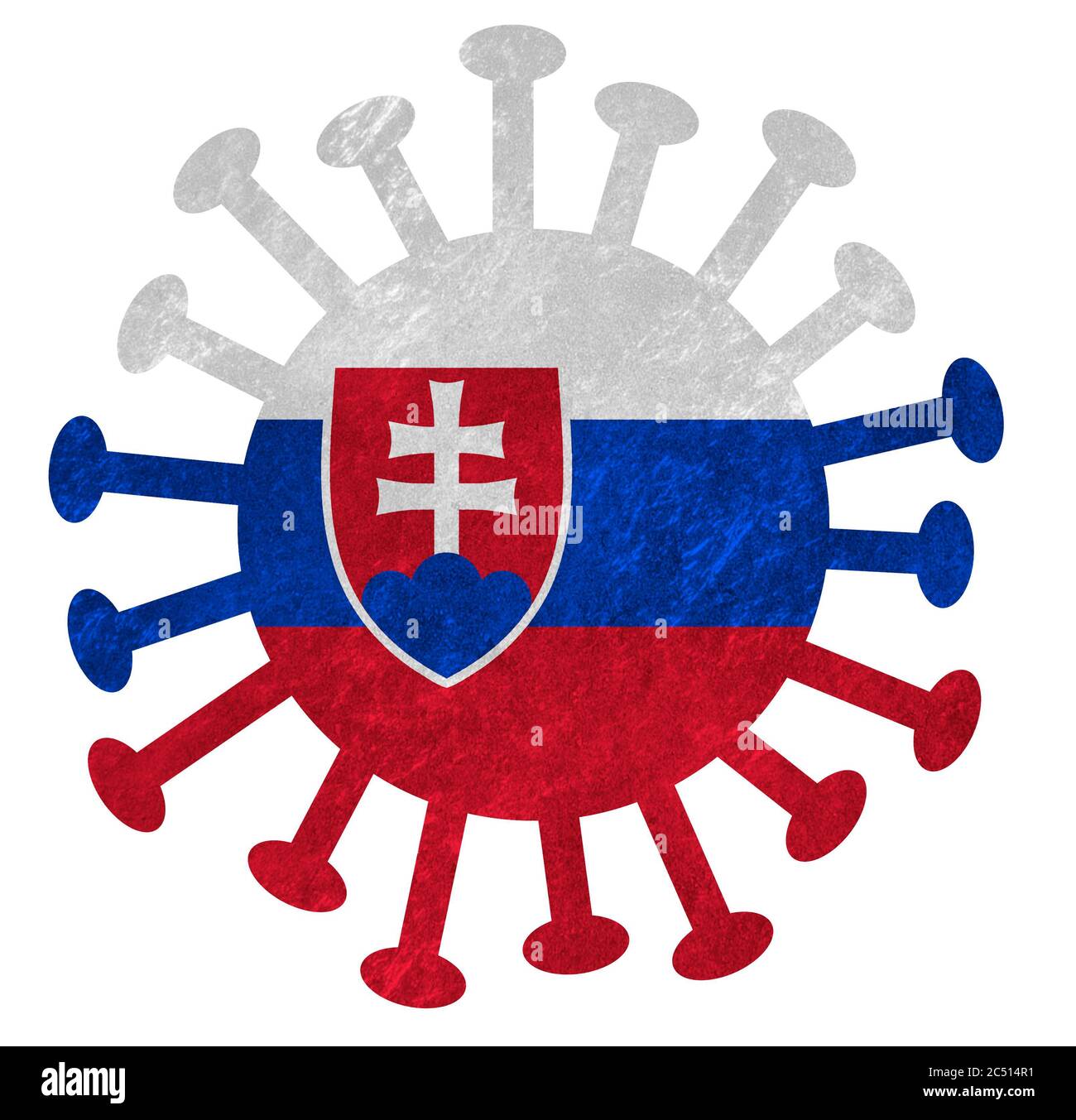 The national of Slovakia flag with corona virus or bacteria - Isolated ...