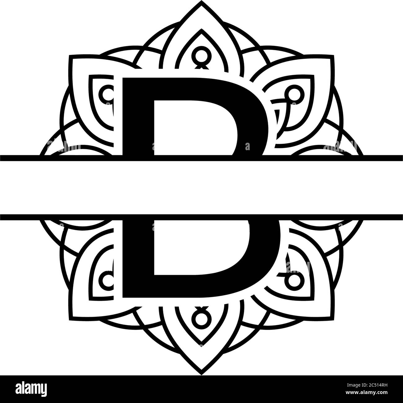 Initial b split monogram mandala vector design template illustration ...