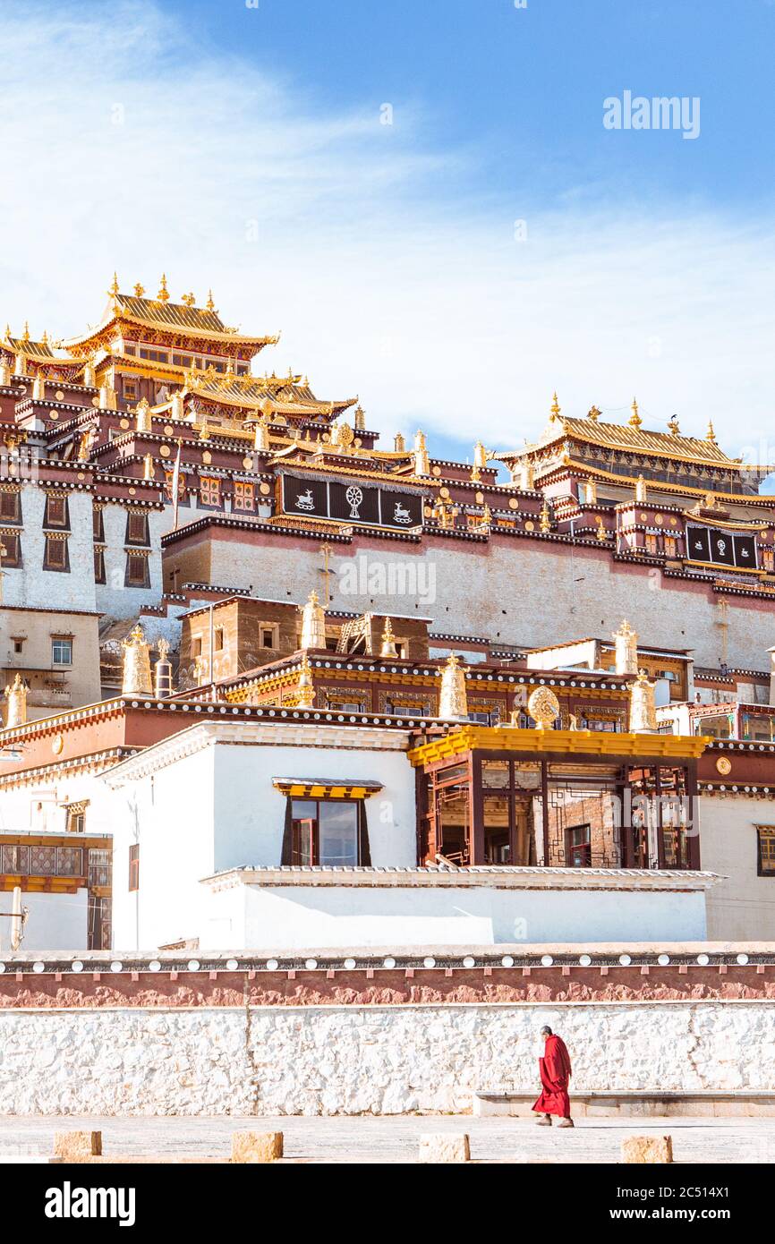 Traditional architecture of Ganden Sumtseling Monastery, a sacred ...