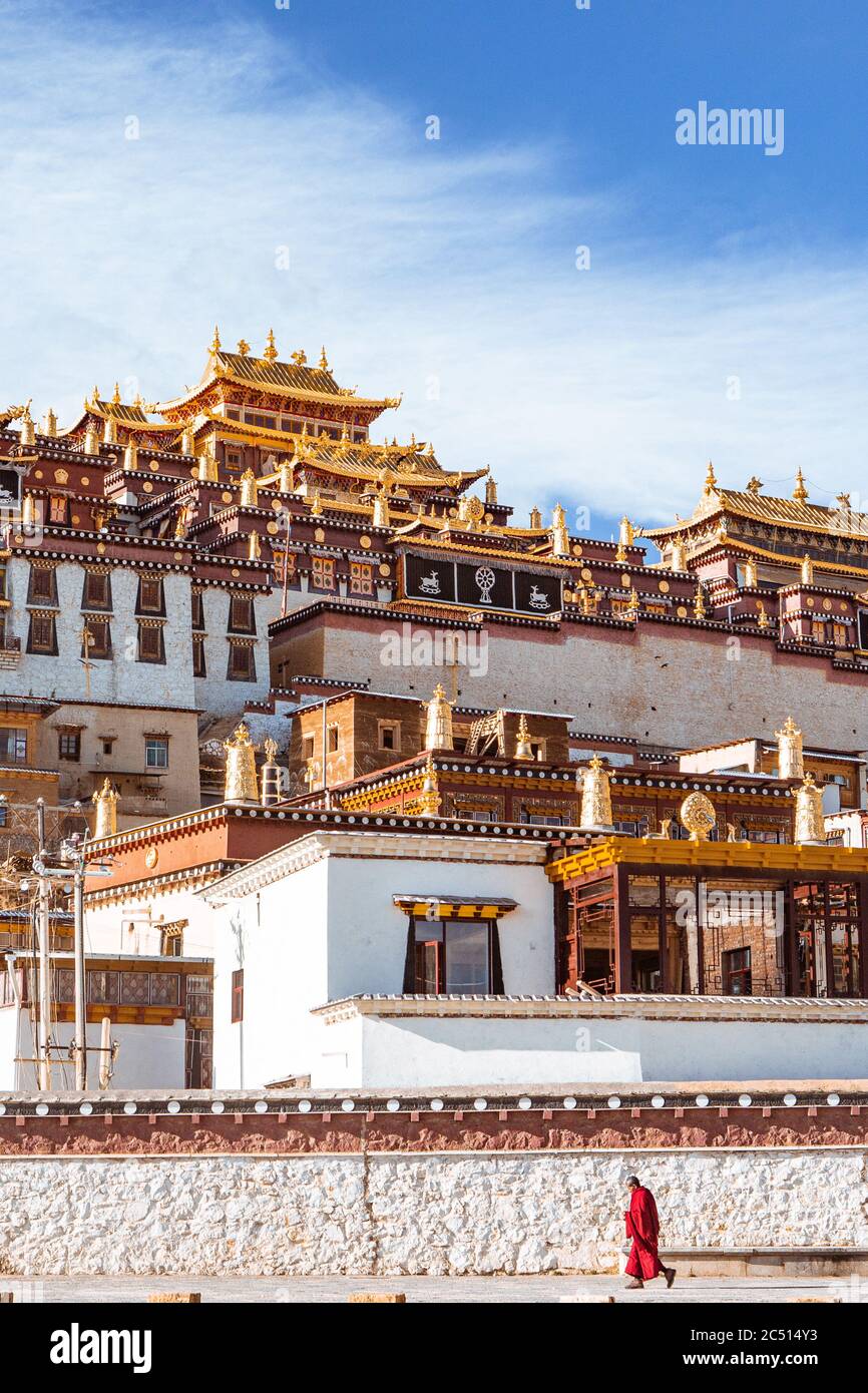Traditional architecture of Ganden Sumtseling Monastery, a sacred ...