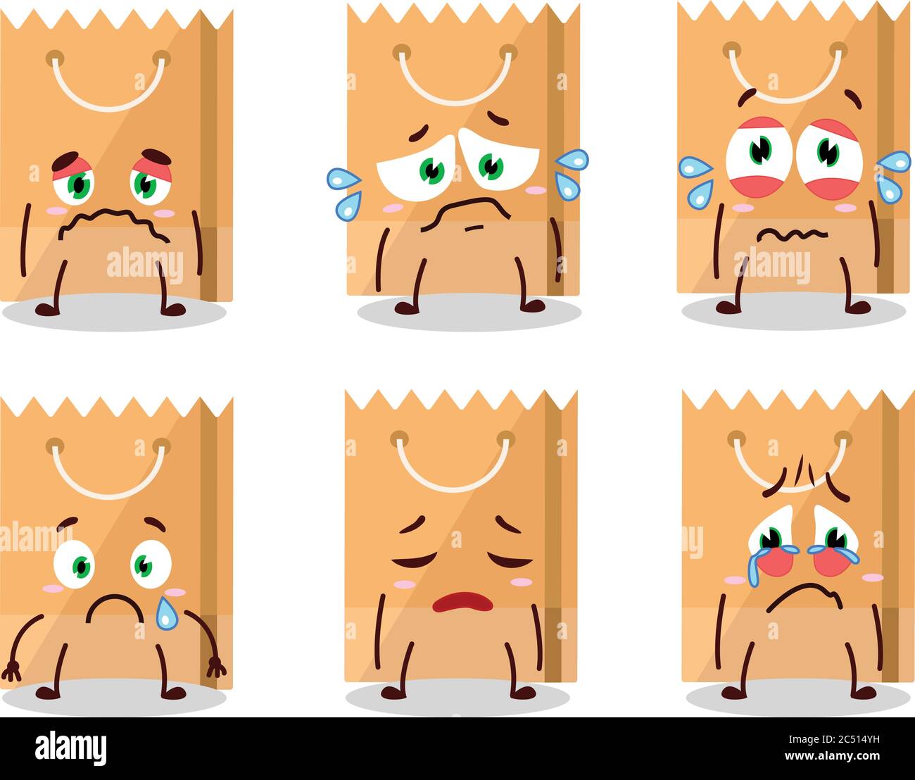 Grocery bag cartoon character with sad expression Stock Vector Image ...