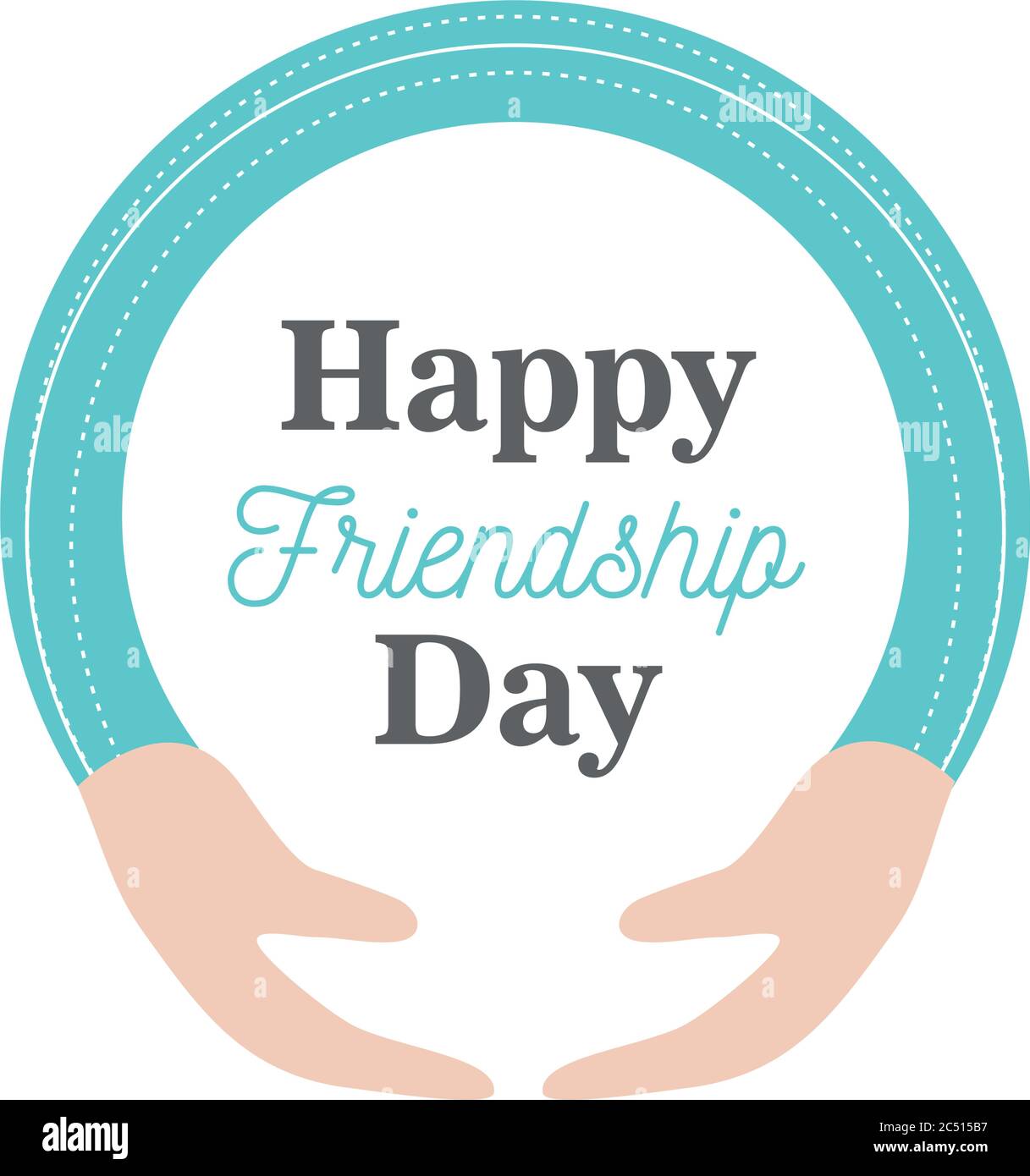 Happy friendship day with arms detailed style icon design of friendship ...