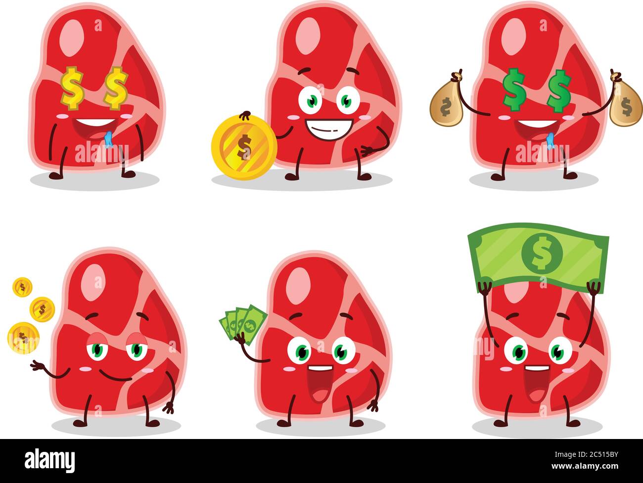 Meat cartoon character with cute emoticon bring money Stock Vector ...