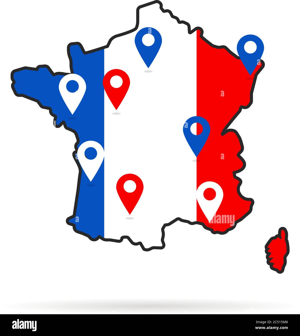 colorful france map with geolocation point Stock Vector Image & Art - Alamy