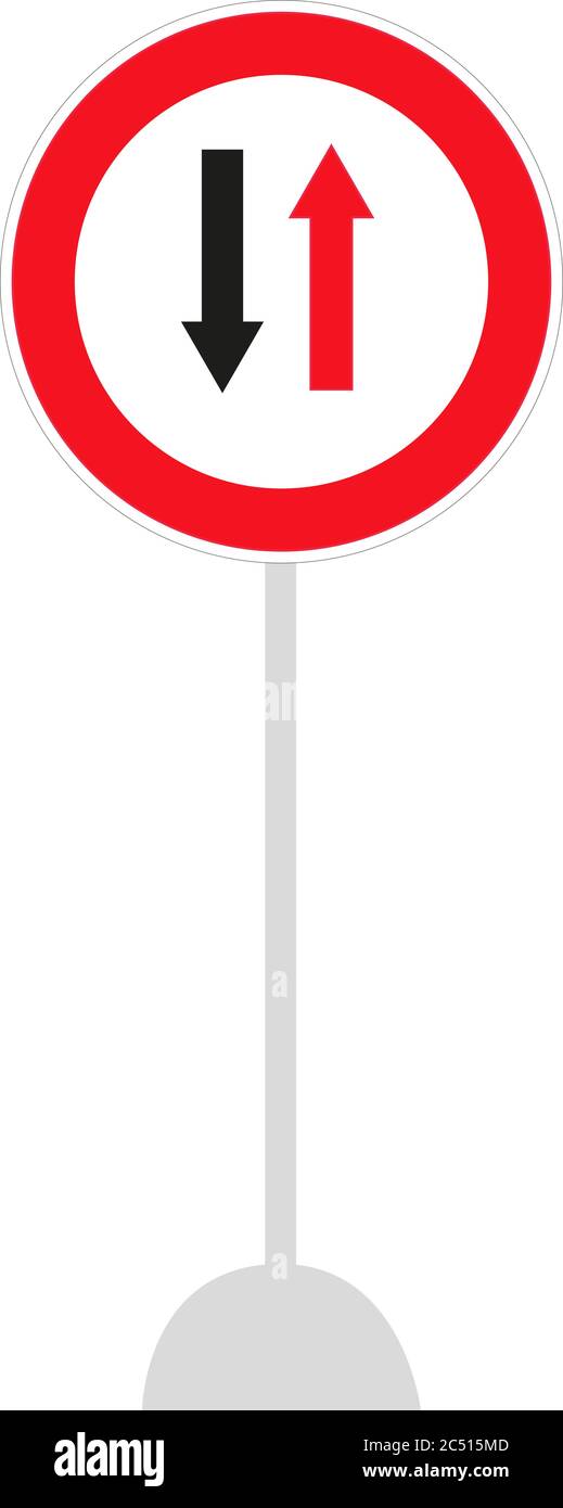 Vector Regulatory signs of Give way to oncoming vehicles isolated on ...