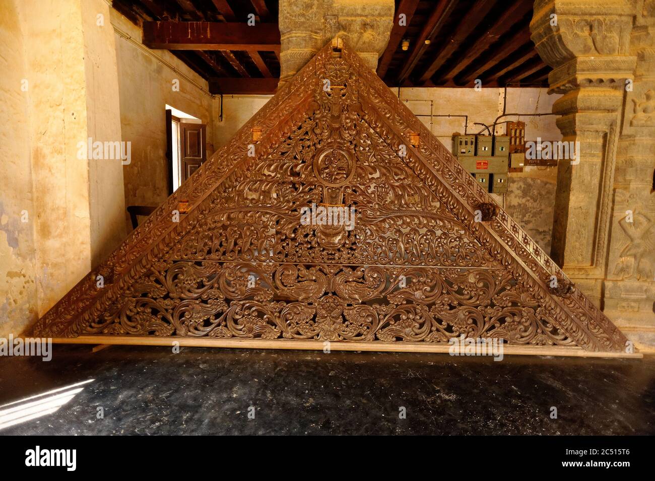 Wooden crafted panel of Padmanabhapuram palace at Tamil Nadu Stock ...