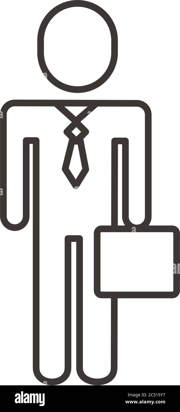 businessman figure with portfolio line style icon vector illustration ...