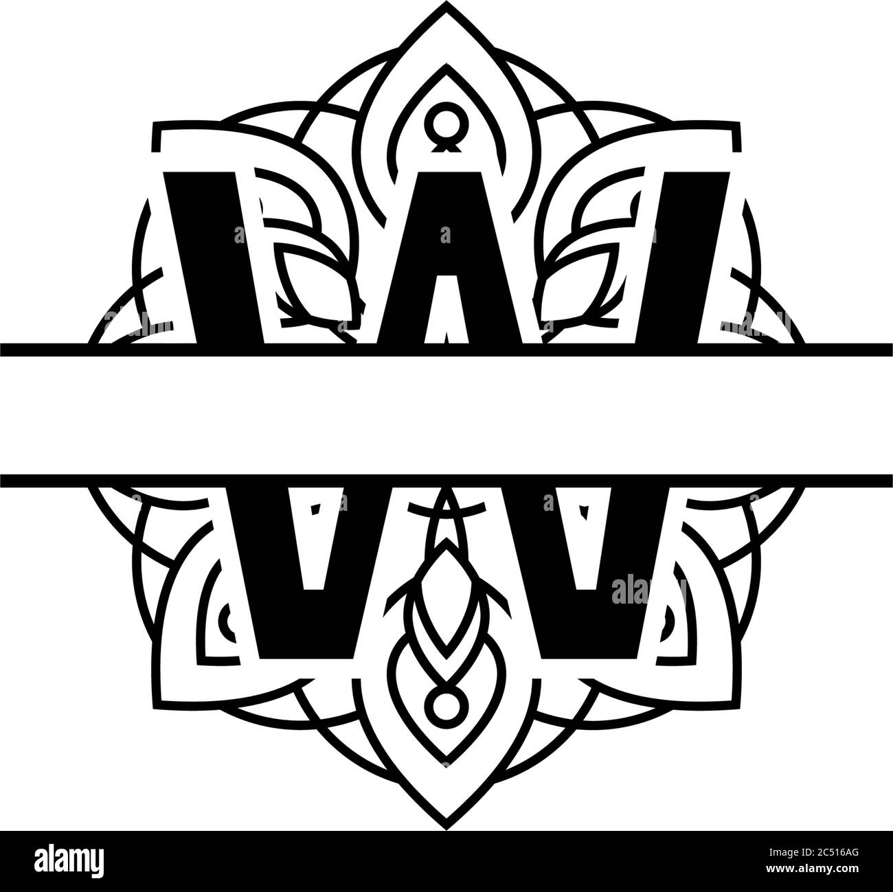Split monogram letters Black and White Stock Photos & Images - Alamy