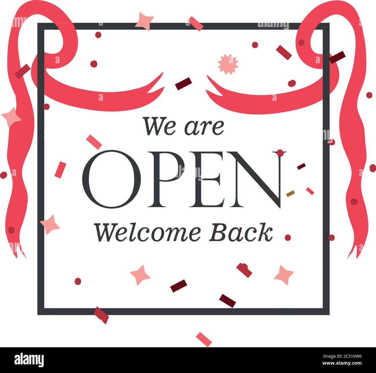 we are open welcome back detailed style icon design of Store shop ...
