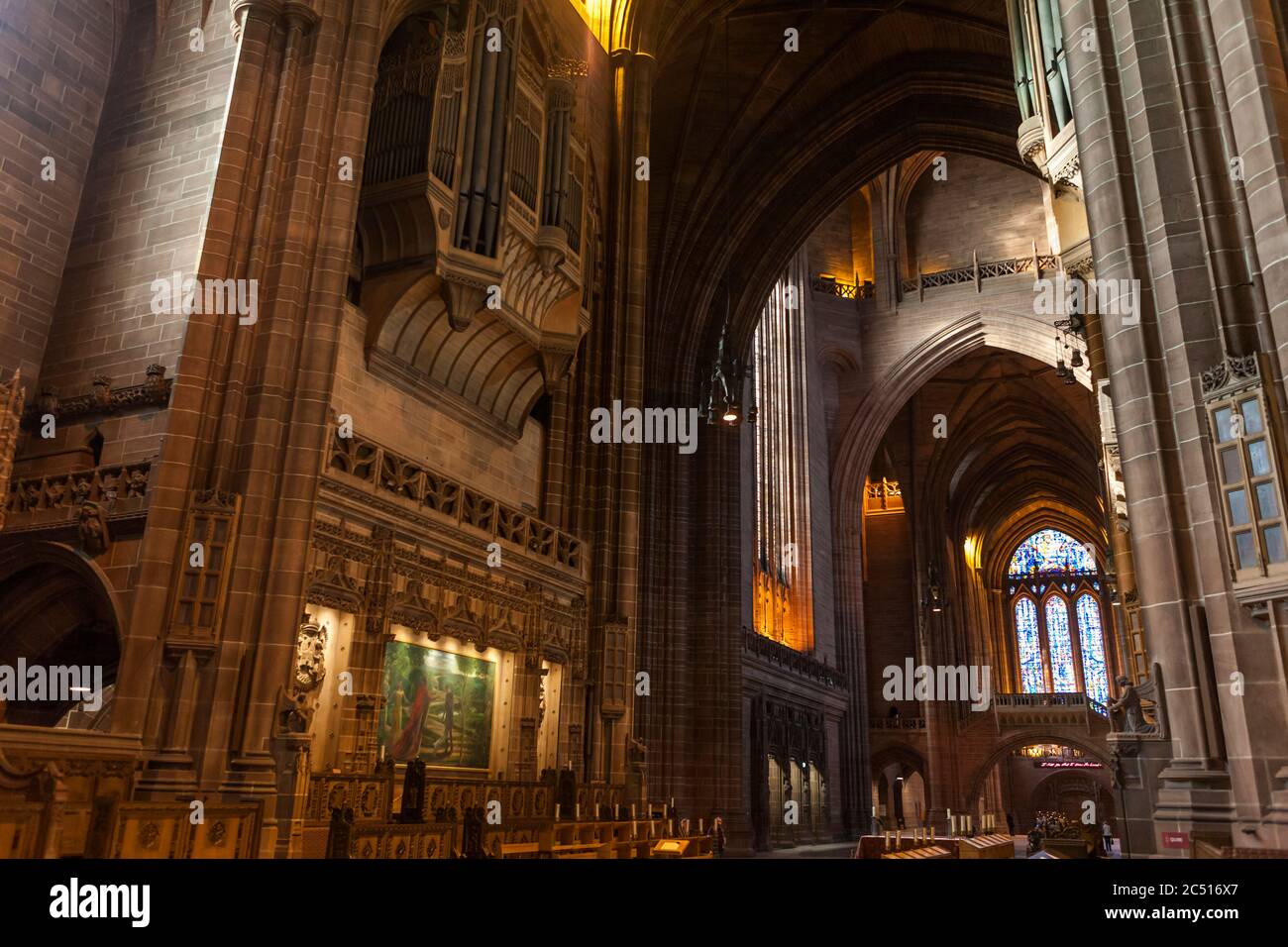 Choir and nave, Liverpool Cathedral, the largest cathedral and ...