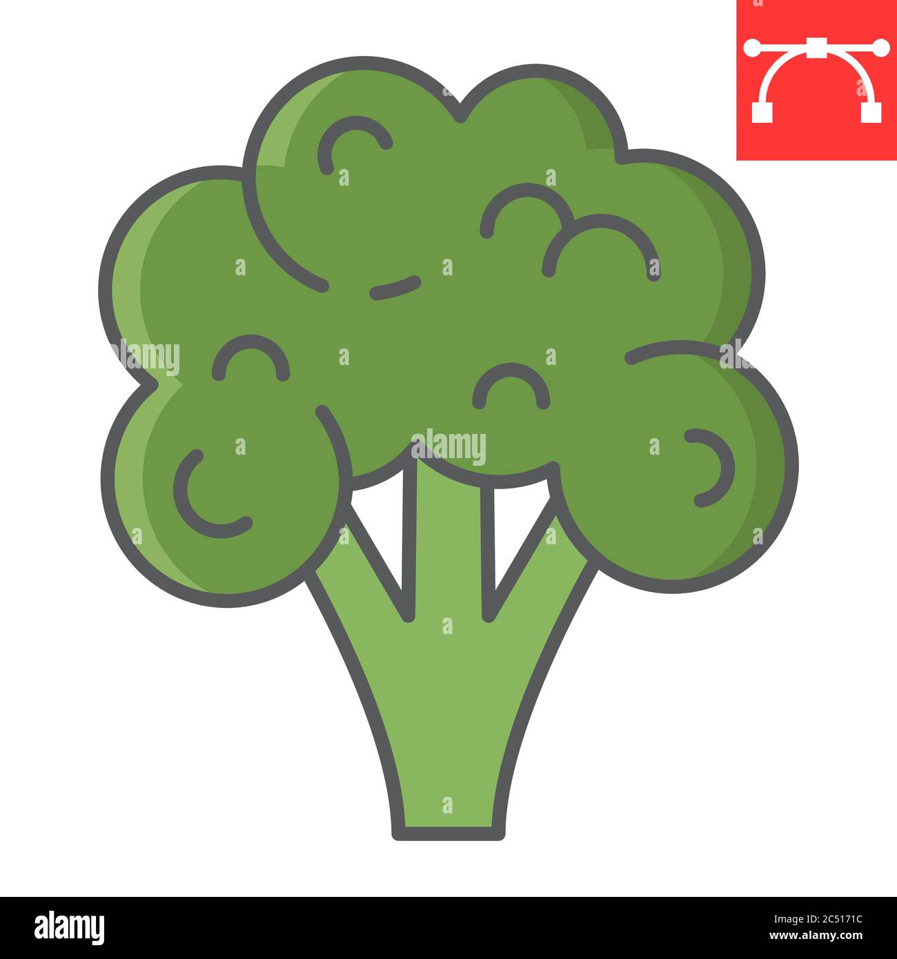 Broccoli color line icon, food and keto diet, broccoli sign vector ...