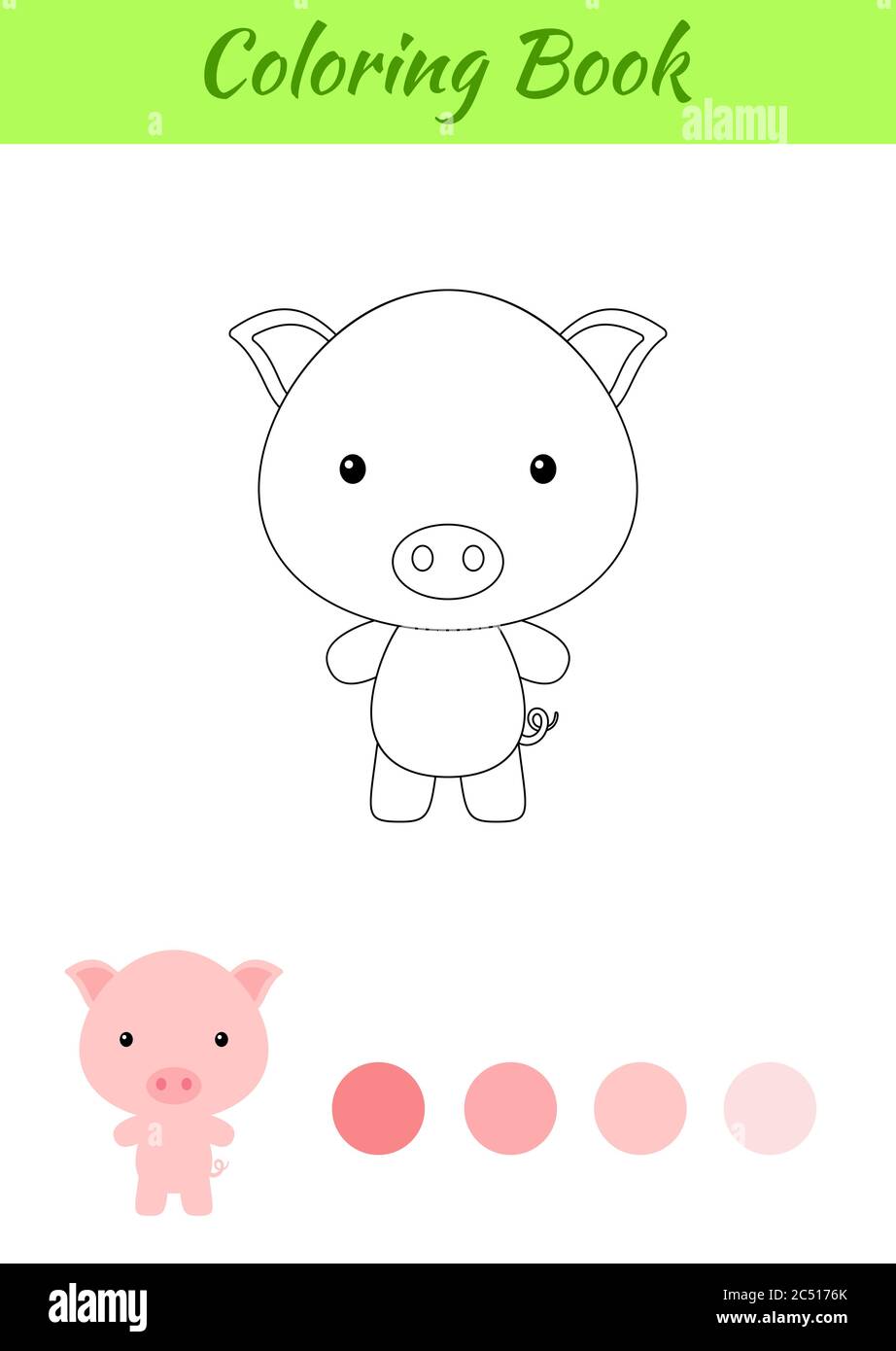 Coloring page happy little baby pig. Coloring book for kids ...