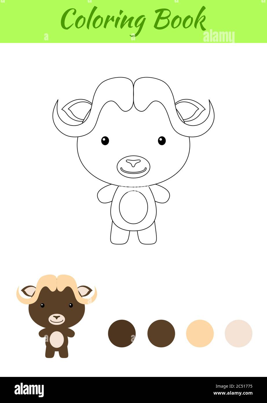 Coloring page happy little baby musk ox. Coloring book for kids ...