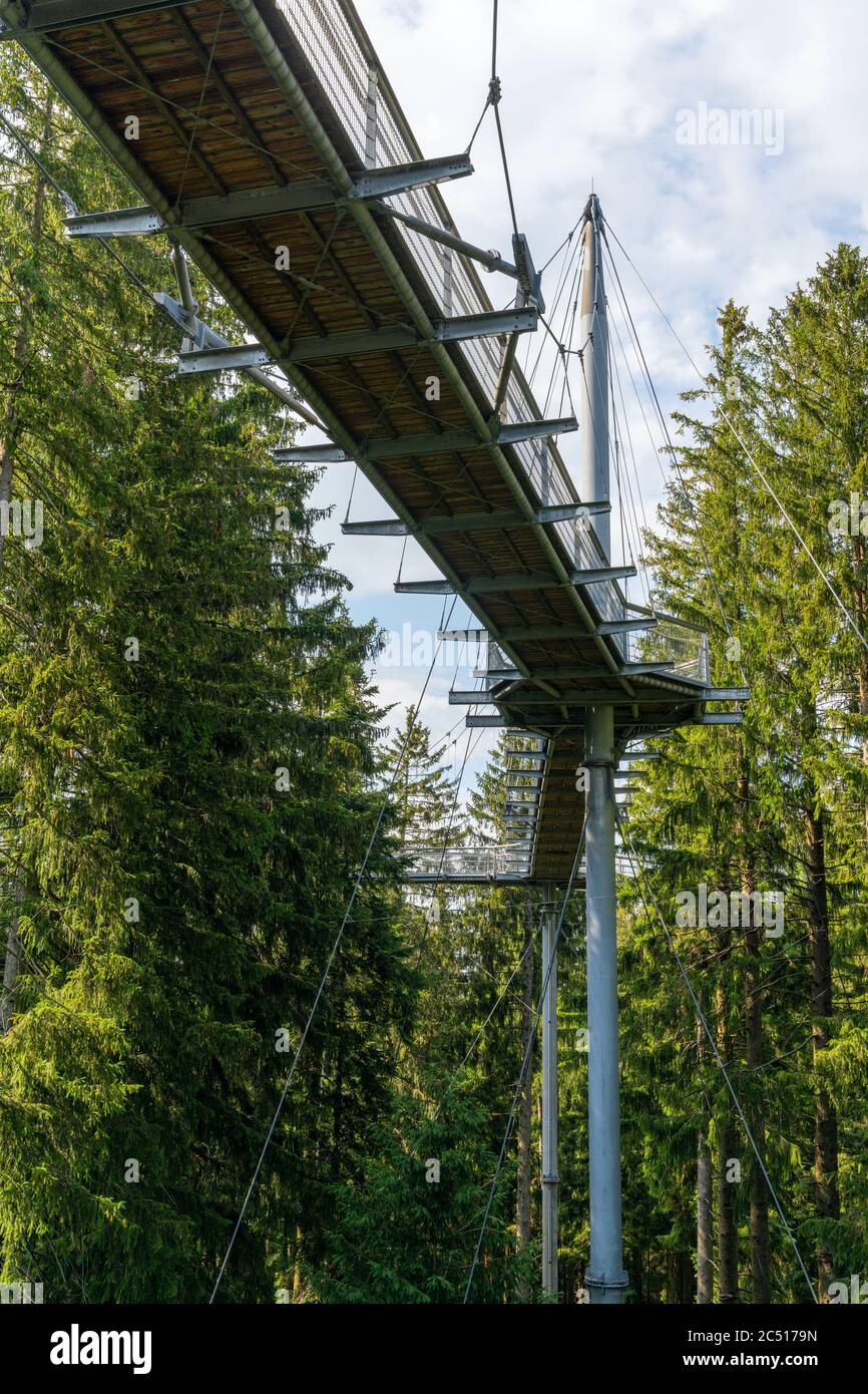 Scheidegg, Bavaria / Germany - 26 June 2020: view of the tree top path ...