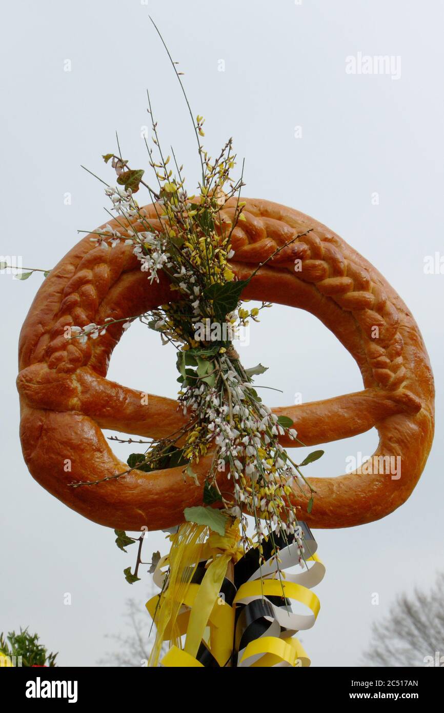 Traditional prezel at southern german beginning of spring celebration ...