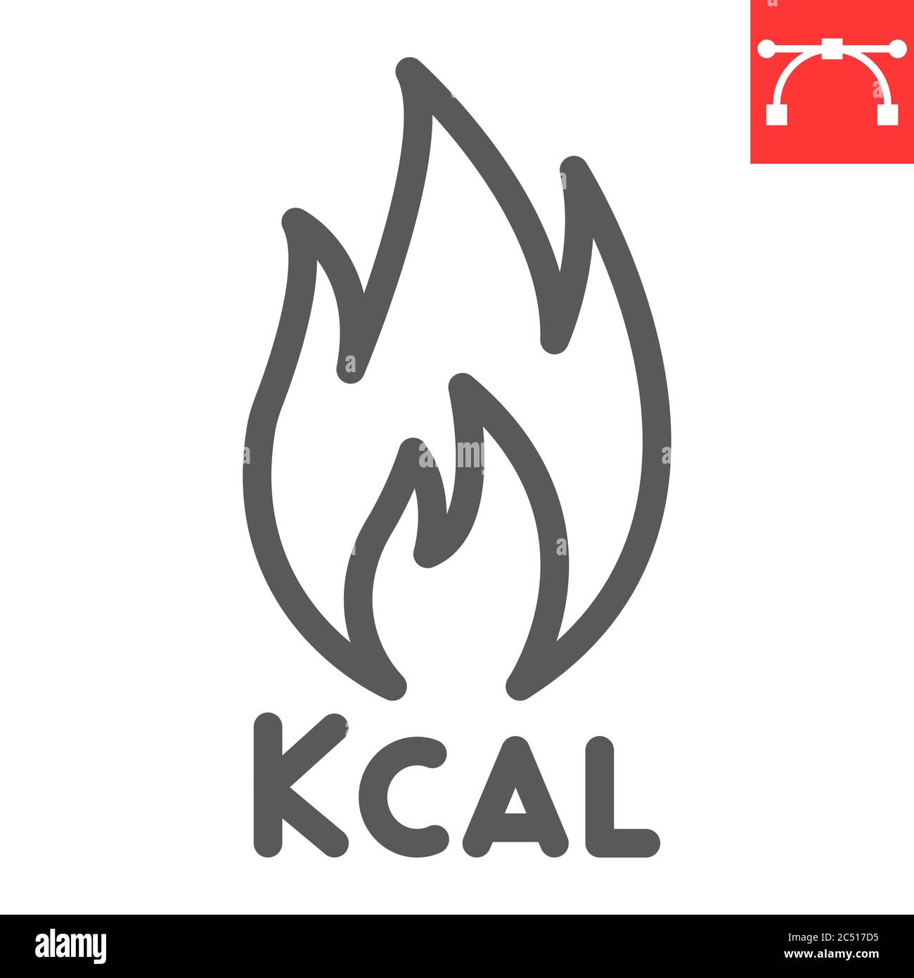 Calories burn line icon, fitness and keto diet, fire sign vector ...