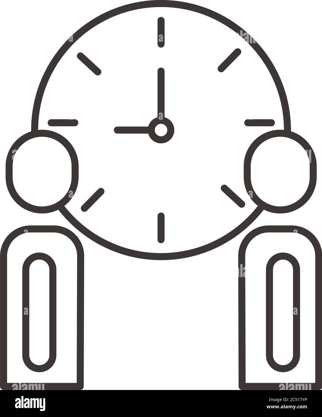 businessmen couple figures with time clock line style icon vector ...