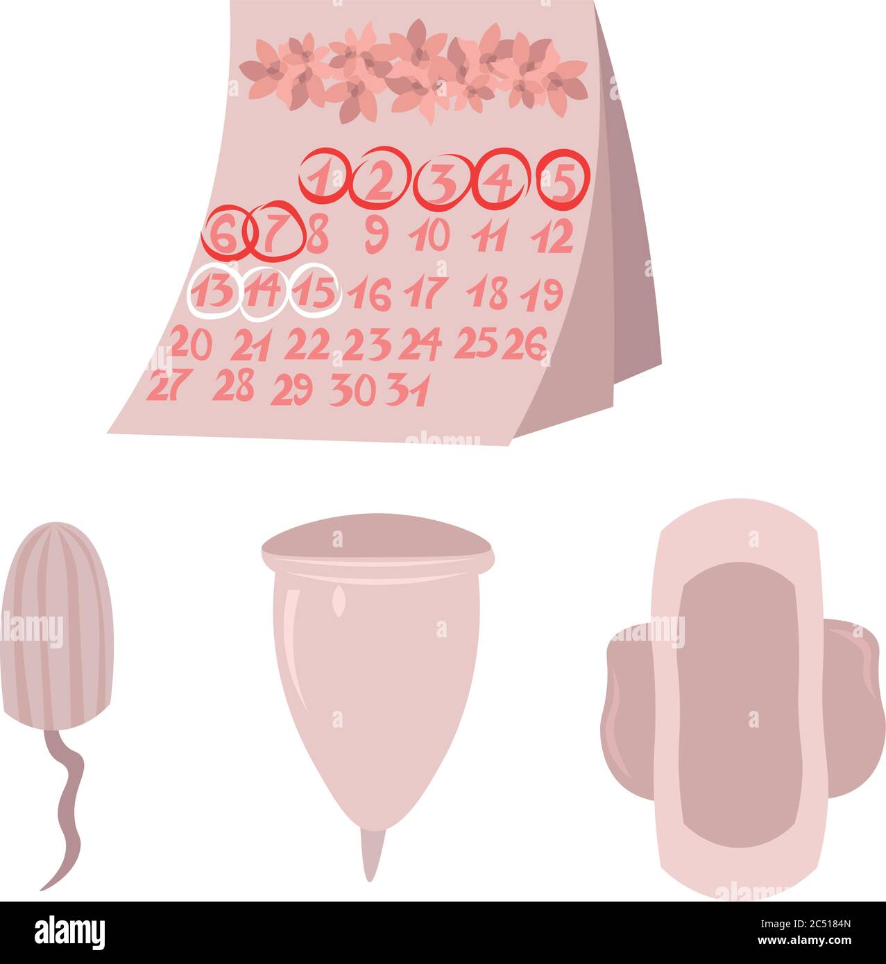 Set of objects for women's health. Pregnancy, ovulation and ...