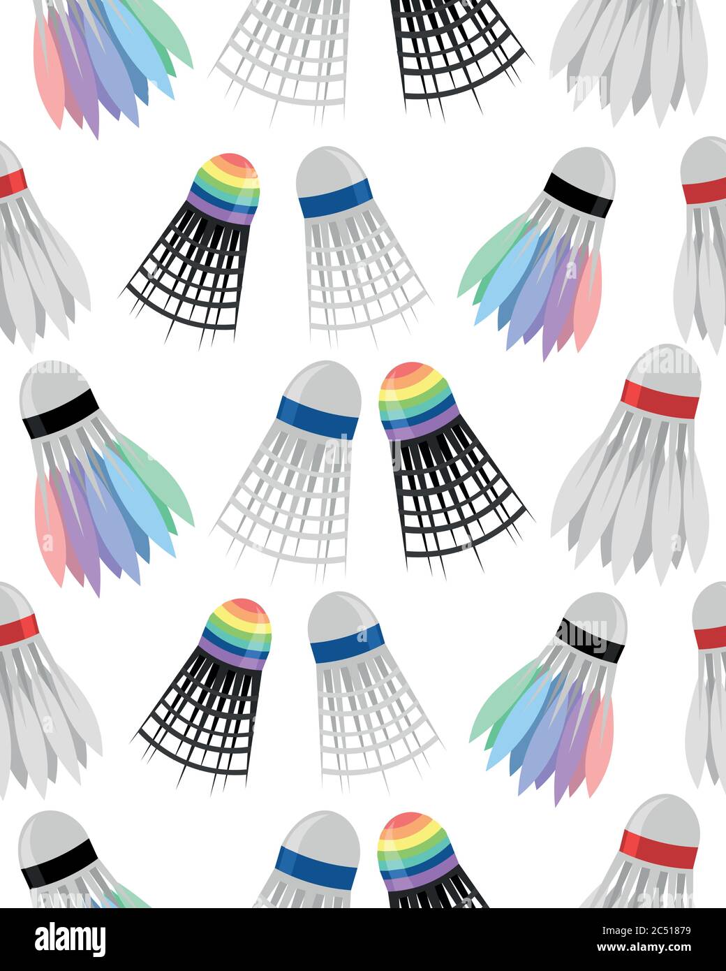 Shuttlecocks on a white background. Badminton. Seamless pattern. Sport ...