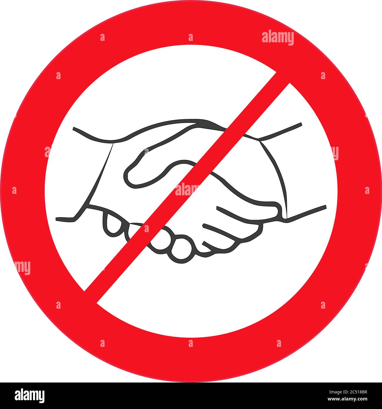 No handshake icon with red forbidden sign, avoiding physical contact ...