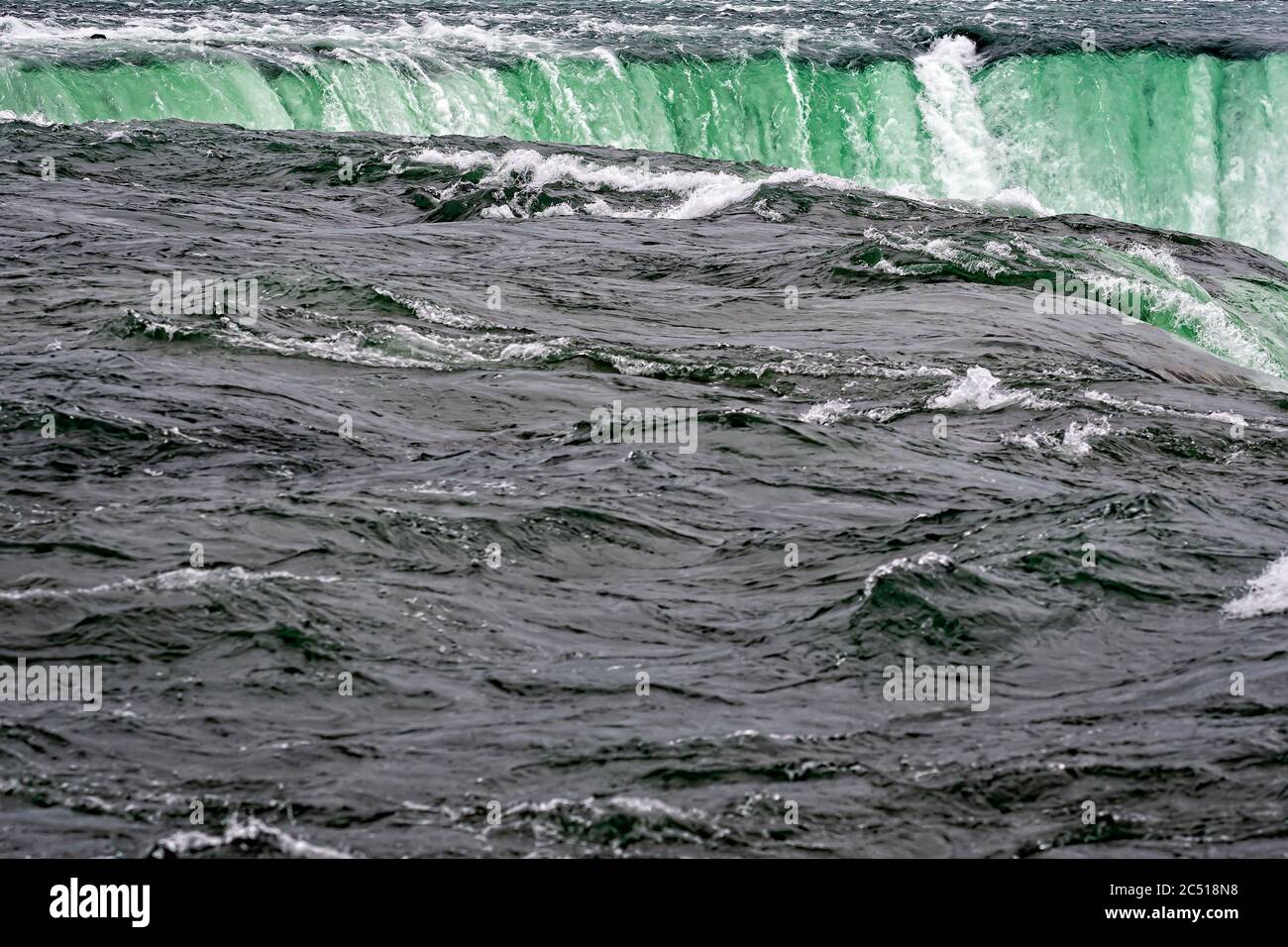 Niagara Falls splash close-up on a sunny day, lowing water background ...
