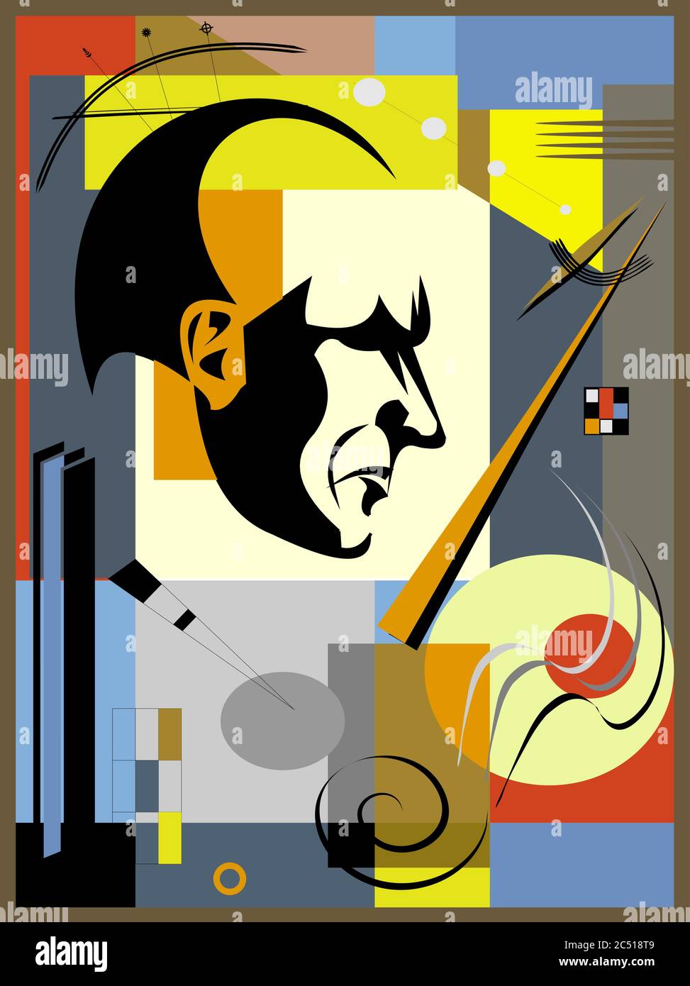 colorful abstract background, man's profile, expressionism art style ...