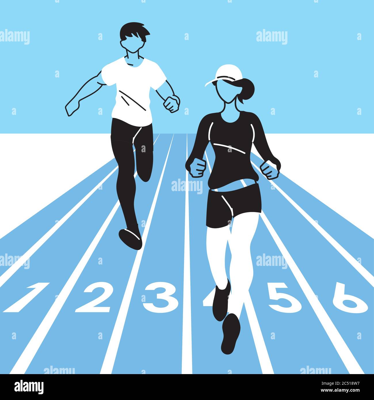 man and woman avatar running design, Marathon athlete training and ...