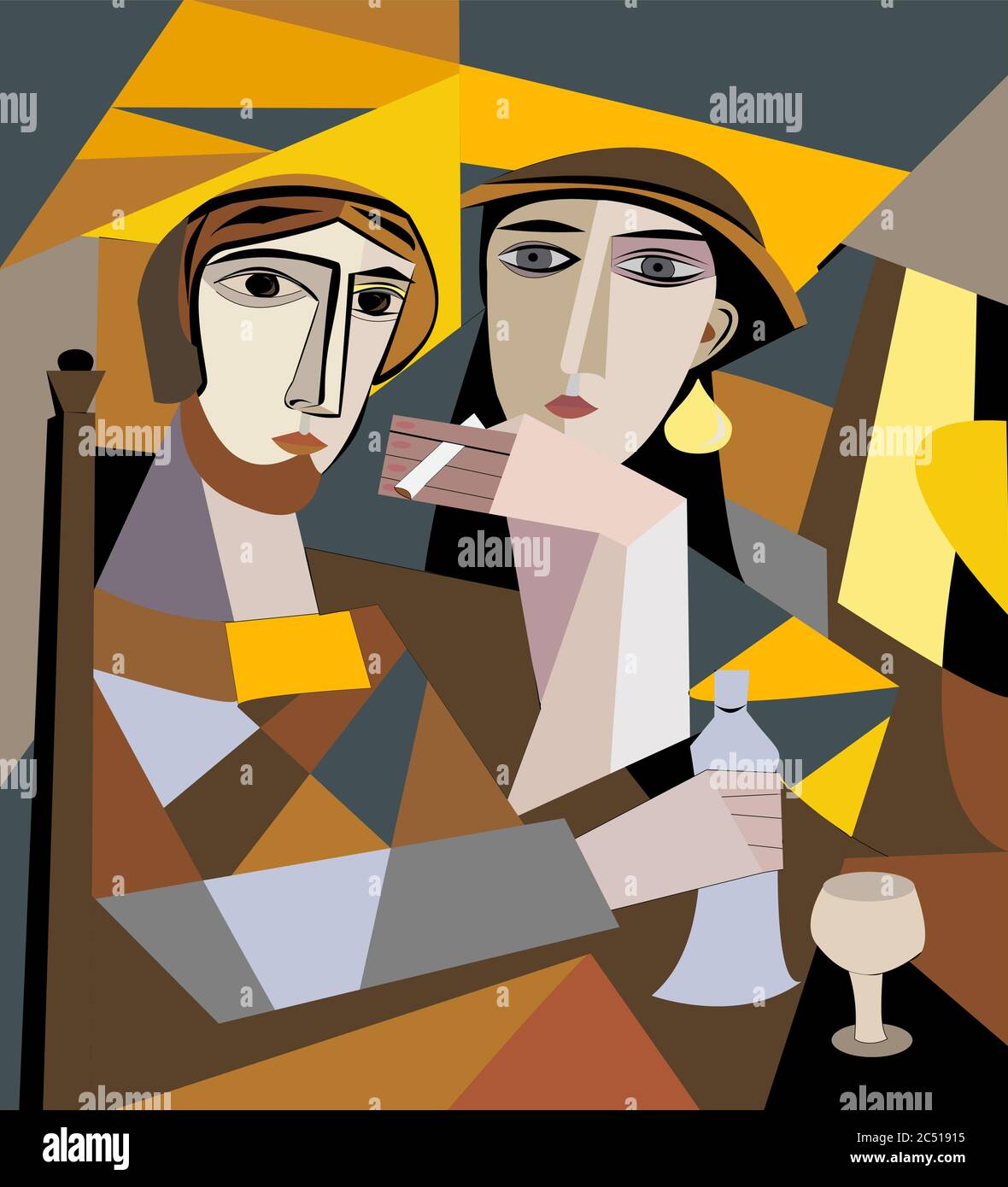 Colorful background, cubism art style,portraits Stock Vector Image ...