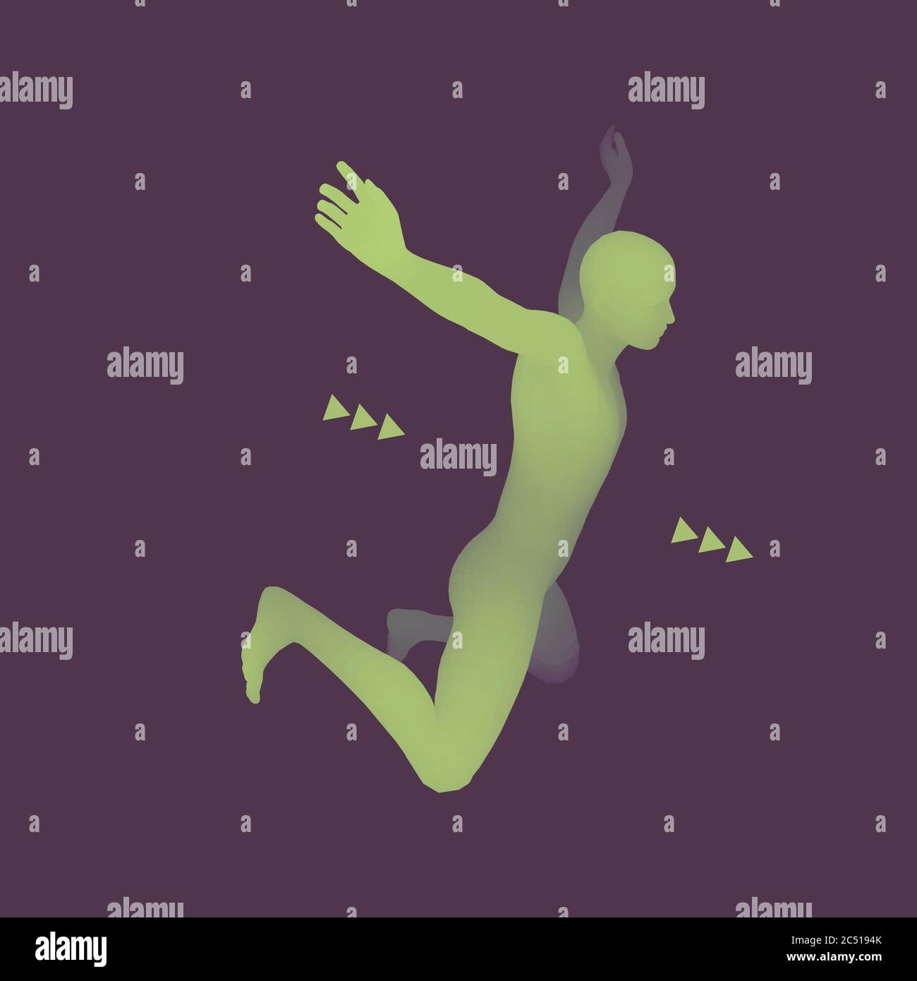 Man falling down. Jumping Man. 3D Model of Man. Human Body. Sport ...