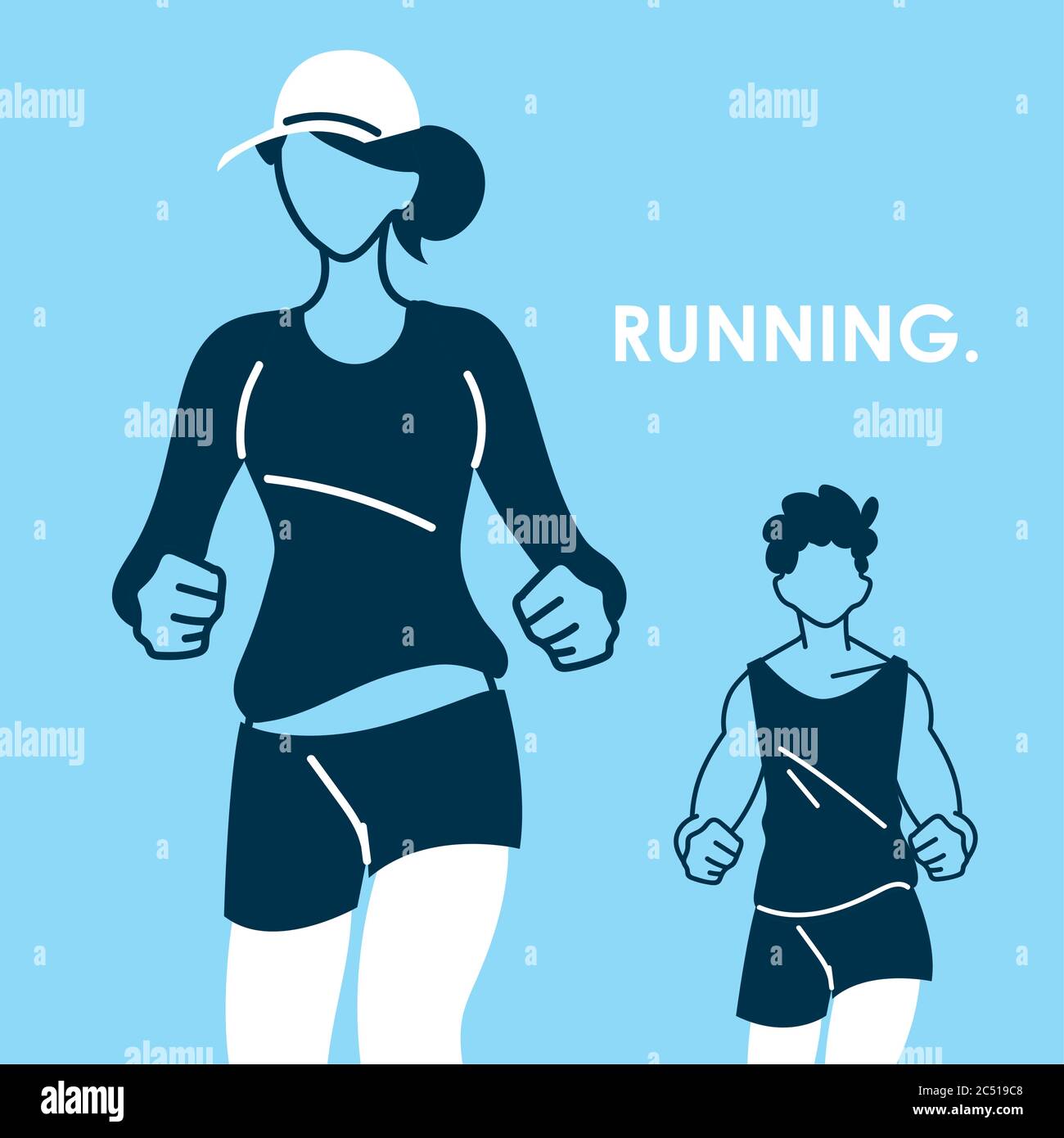 man and woman avatar running design, Marathon athlete training and ...
