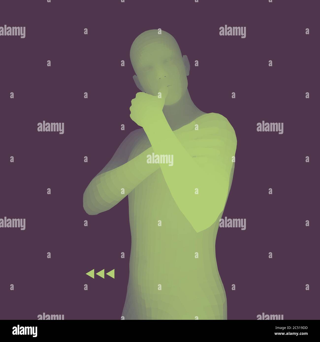 Man in a Thinker Pose. 3D Model of Man. Business, Science, Psychology ...
