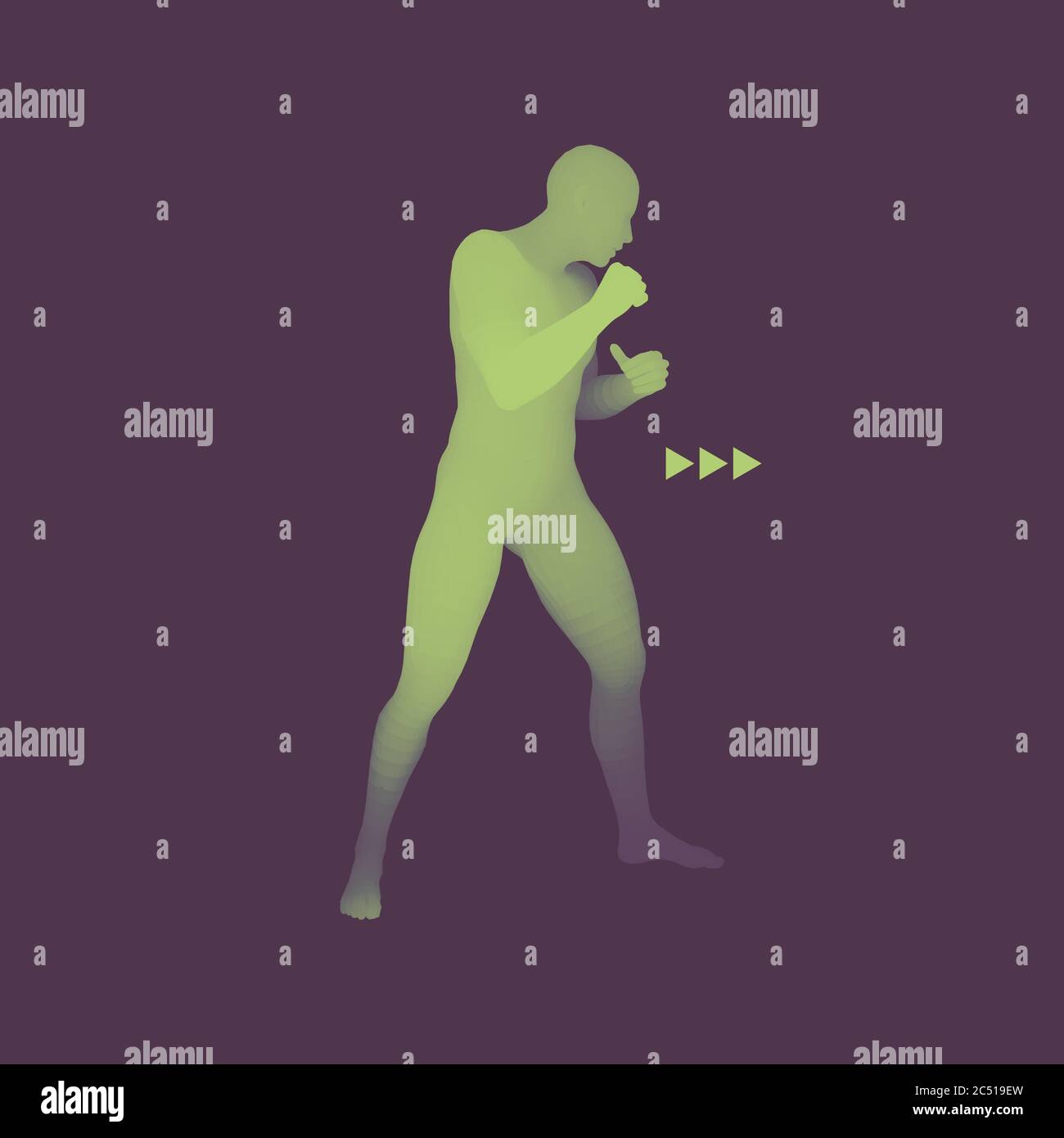 Boxer. 3D Model of Man. Human Body. Sport Symbol. Design Element ...