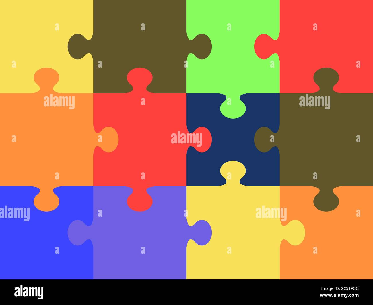 Vector colorful puzzle lettering - made from puzzle pieces. Many ...