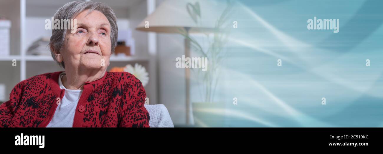 Portrait of a senior woman; panoramic banner Stock Photo - Alamy