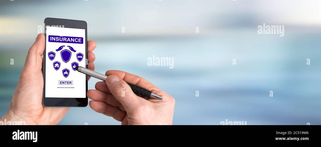 Smartphone screen displaying an insurance concept Stock Photo - Alamy