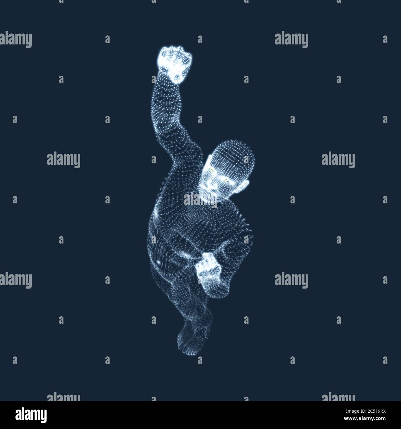 Fighting Man. 3D Model of Man. Human Body Model. Body Scanning. View of ...