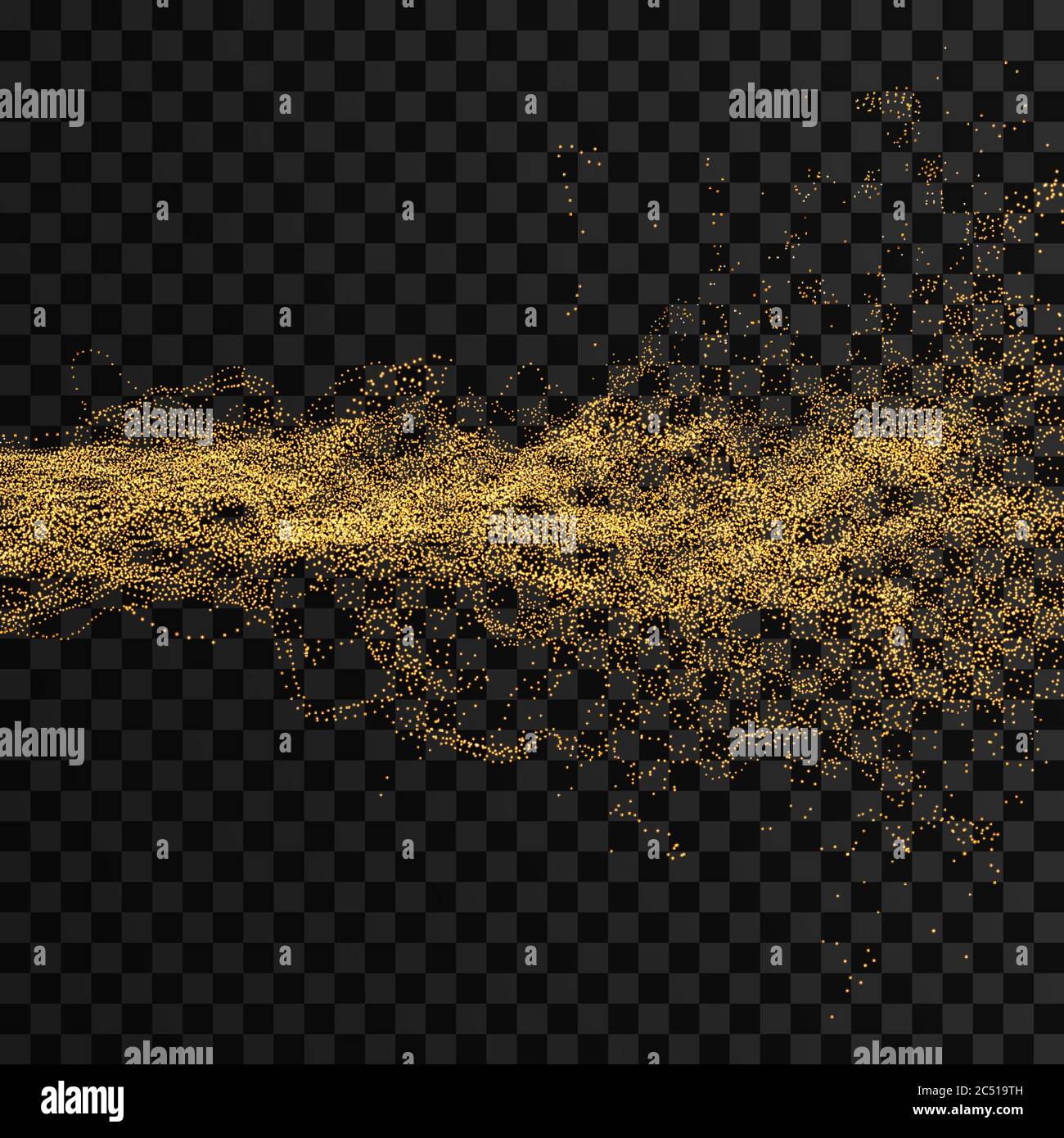 Array with dynamic particles. Wavy background. Composition with motion effect. Abstract vector ...