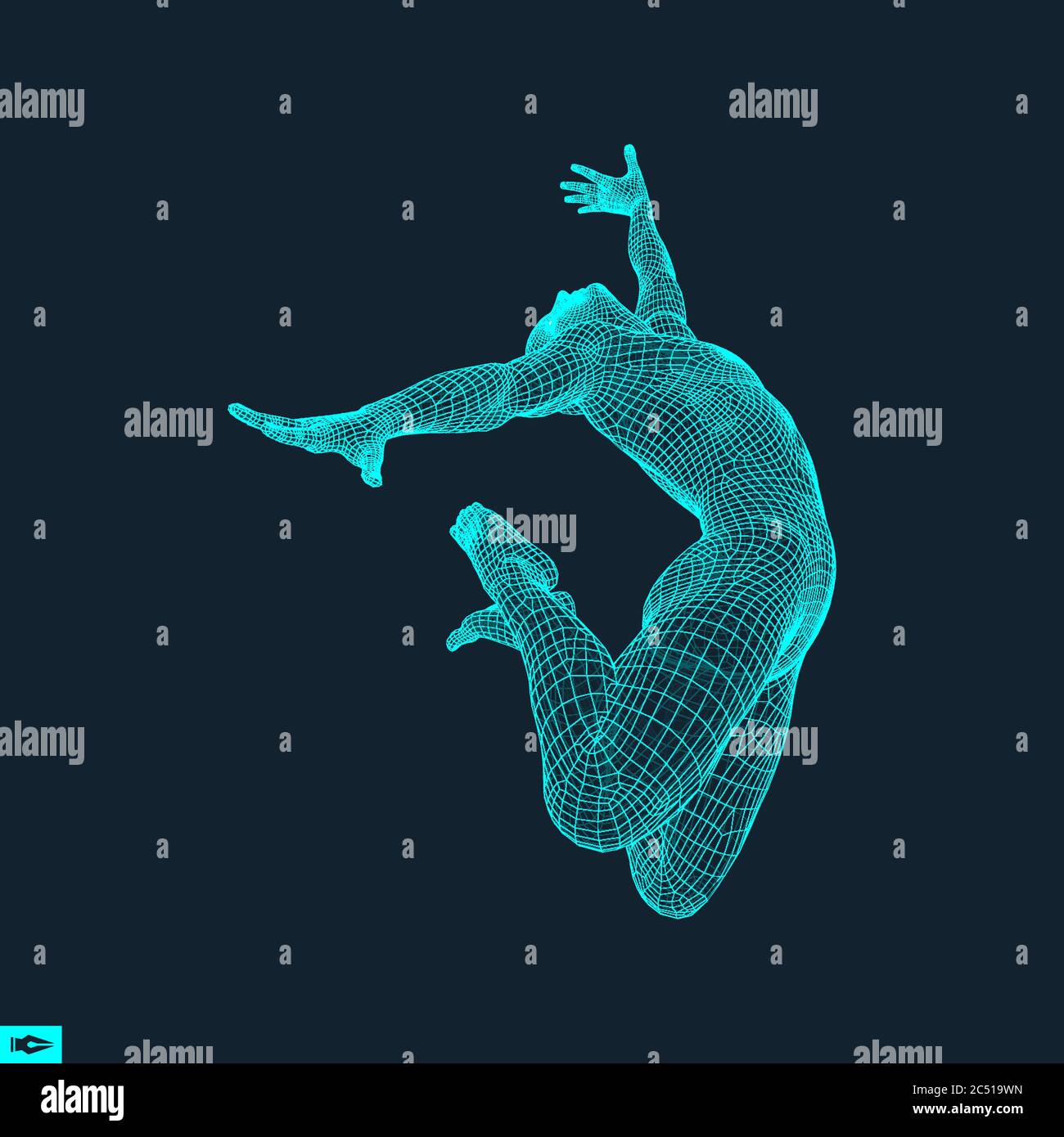 Silhouette of a Dancer. A Dancer Performs Acrobatic Elements. 3D Model ...