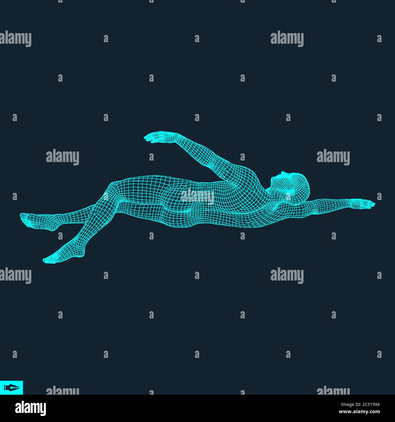 3D Swimming Man. Vector Image of a Swimmer. Human Body. Sport Symbol ...