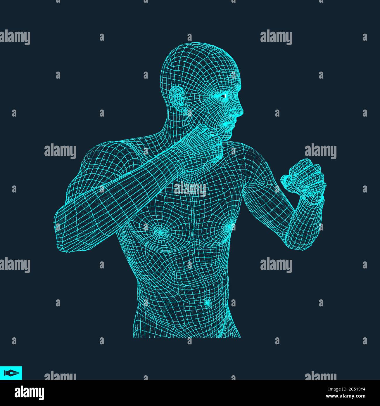 Boxer. Fighting Man. 3D Model of Man. Polygonal Design. Sport Symbol ...