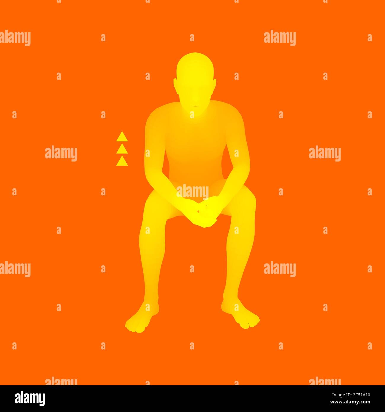 Man in a Thinker Pose. 3D Model of Man. Business, Science, Psychology ...