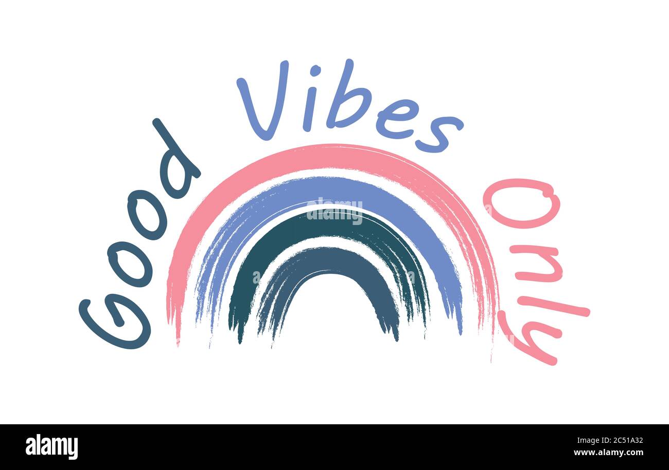 Stylized inscription GOOD VIBES ONLY, isolated on a white background ...